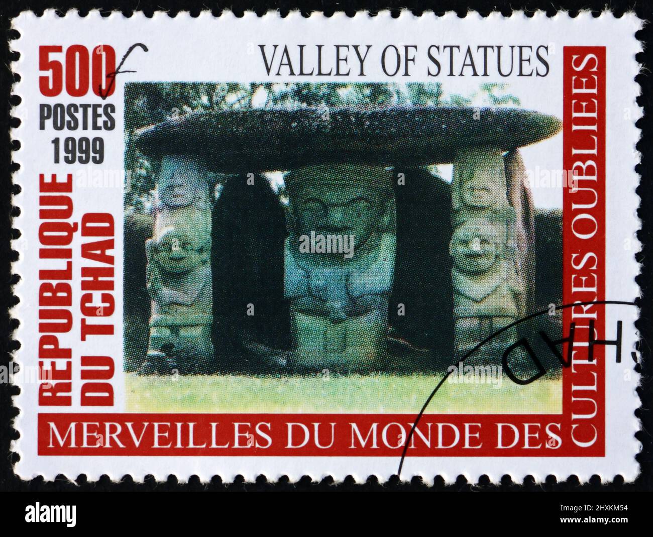 CHAD - CIRCA 1999: a stamp printed in Chad shows Valley of Statues ...