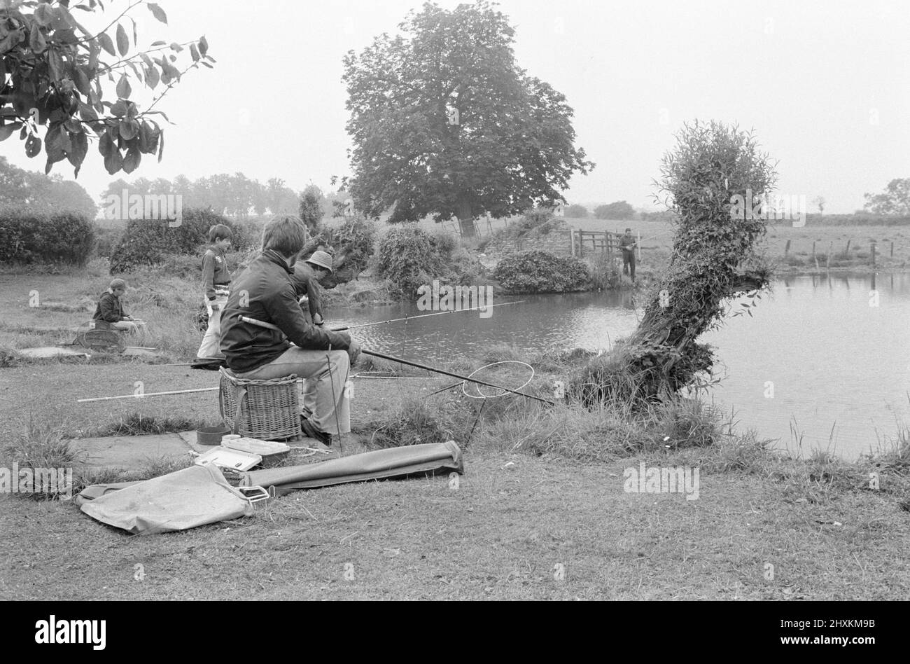 Anglers gathered at Wilfred's Pond near Hose in the Vale of Belvoir ...