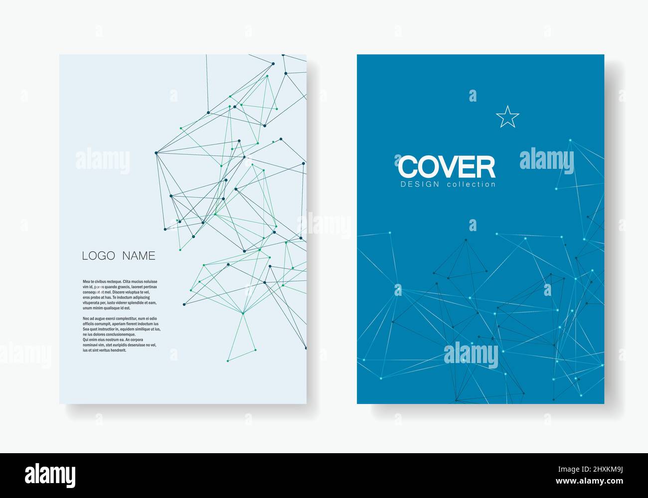 Brochure template layout and cover design with polygonal triangles and ...