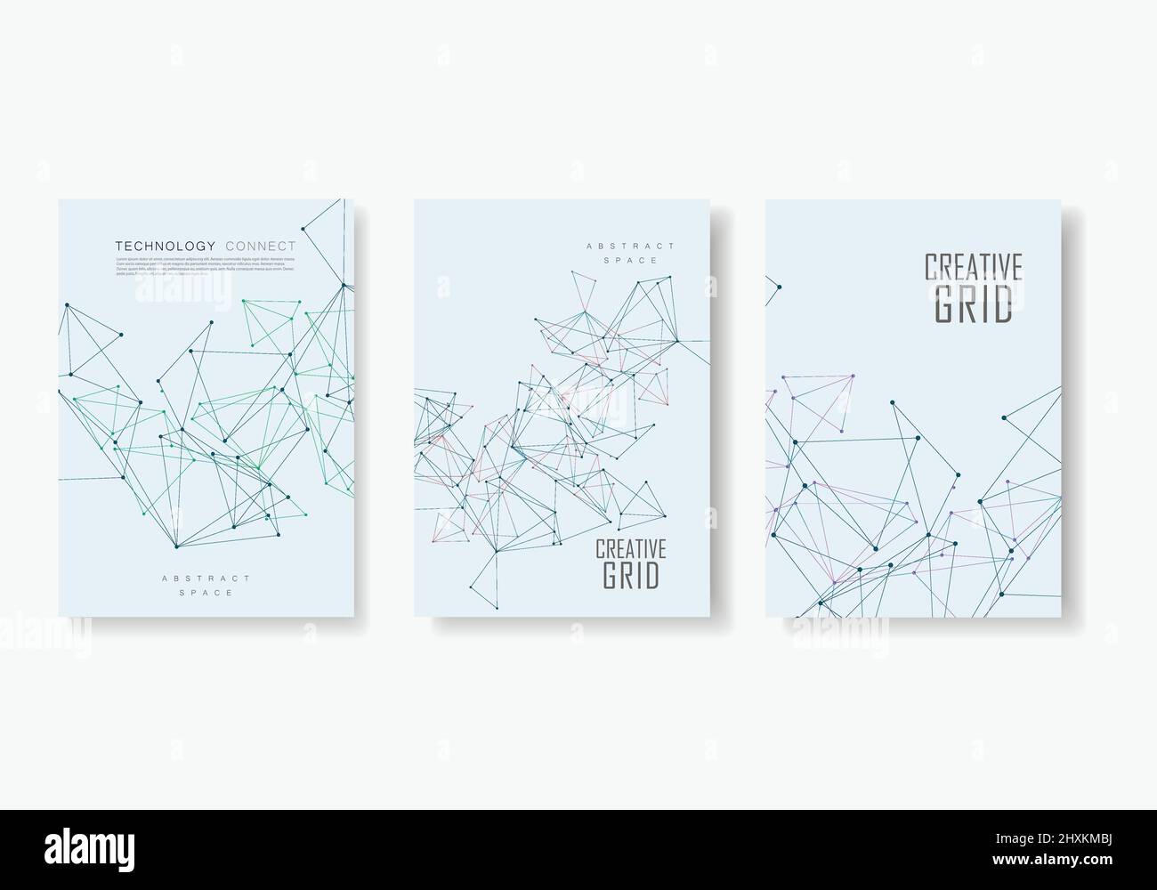 Brochure template layout and cover design with polygonal triangles and ...