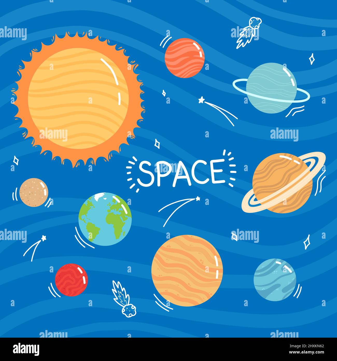 Planets of the universe, space flights, vector Stock Vector Image & Art ...