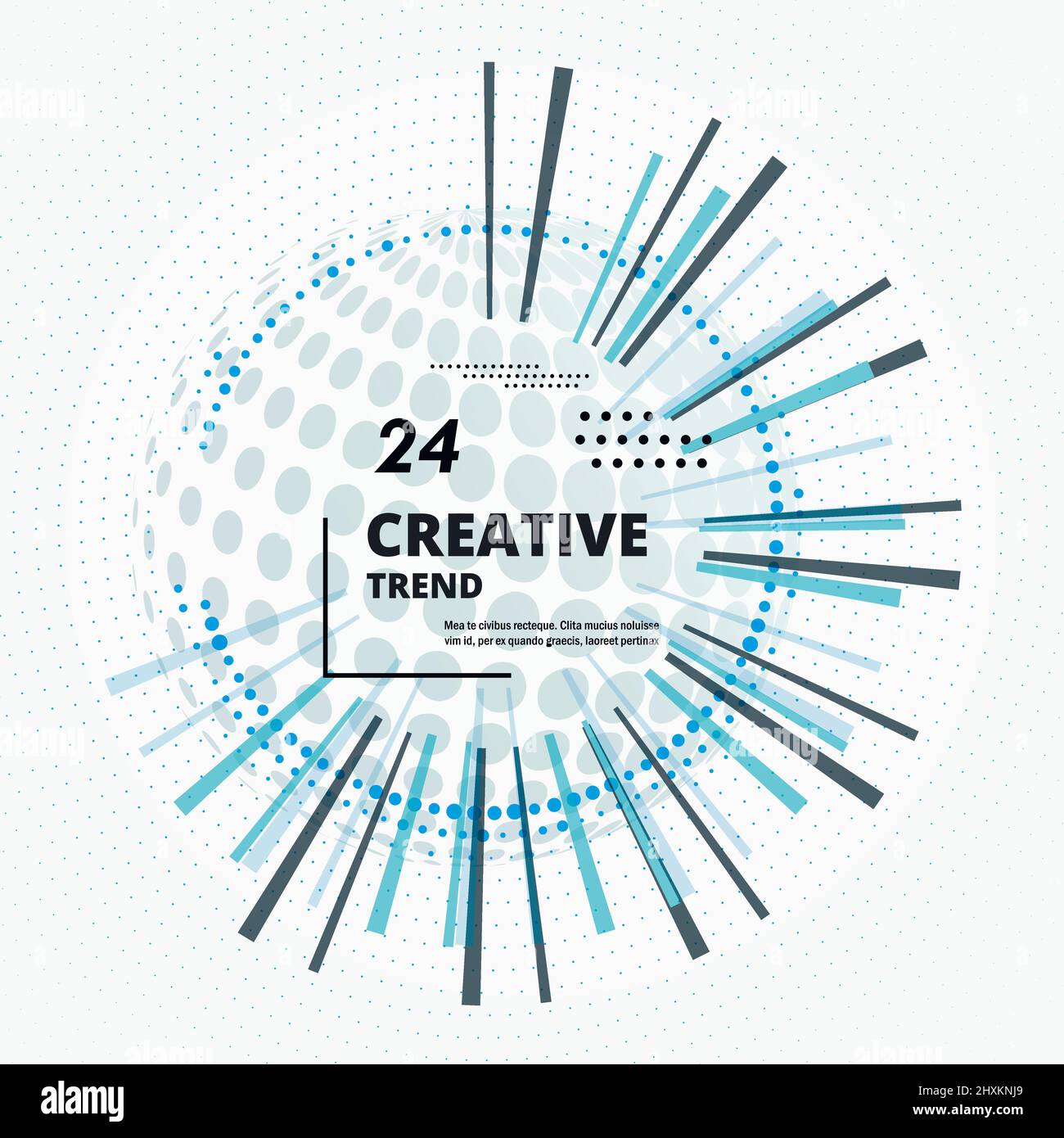 Abstract circular geometric background with burst dynamic lines or rays ...