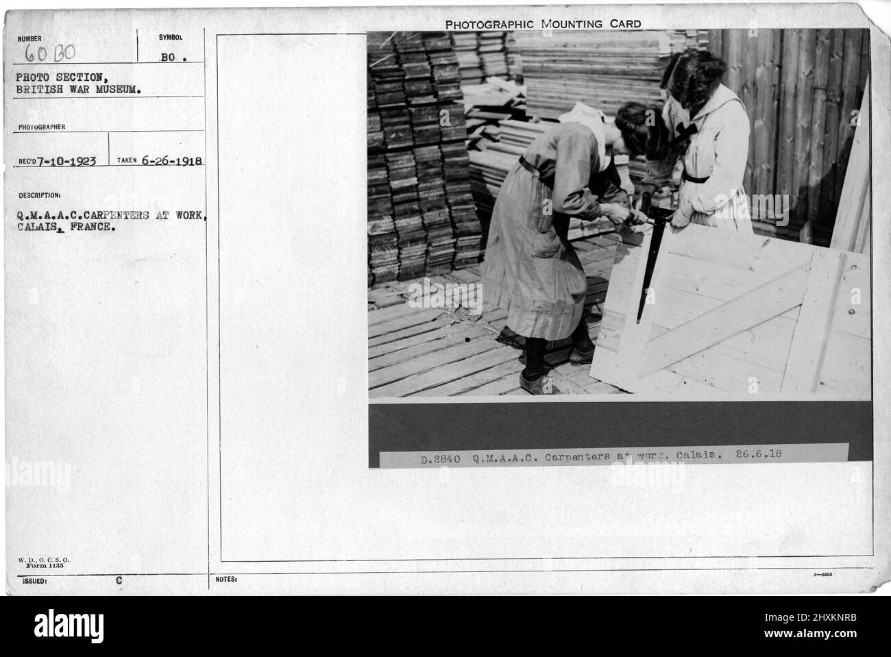 Q.M.A.A.C. Carpenters at work, Calais, France. Collection of World War ...