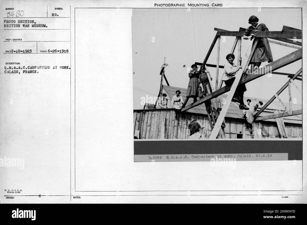 Q.M.A.A.C. Carpenters at work, Calais, France. Collection of World War ...