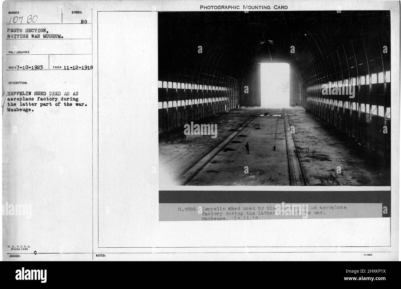 Zeppelin shed used as an aeroplane factory during the latter part of ...