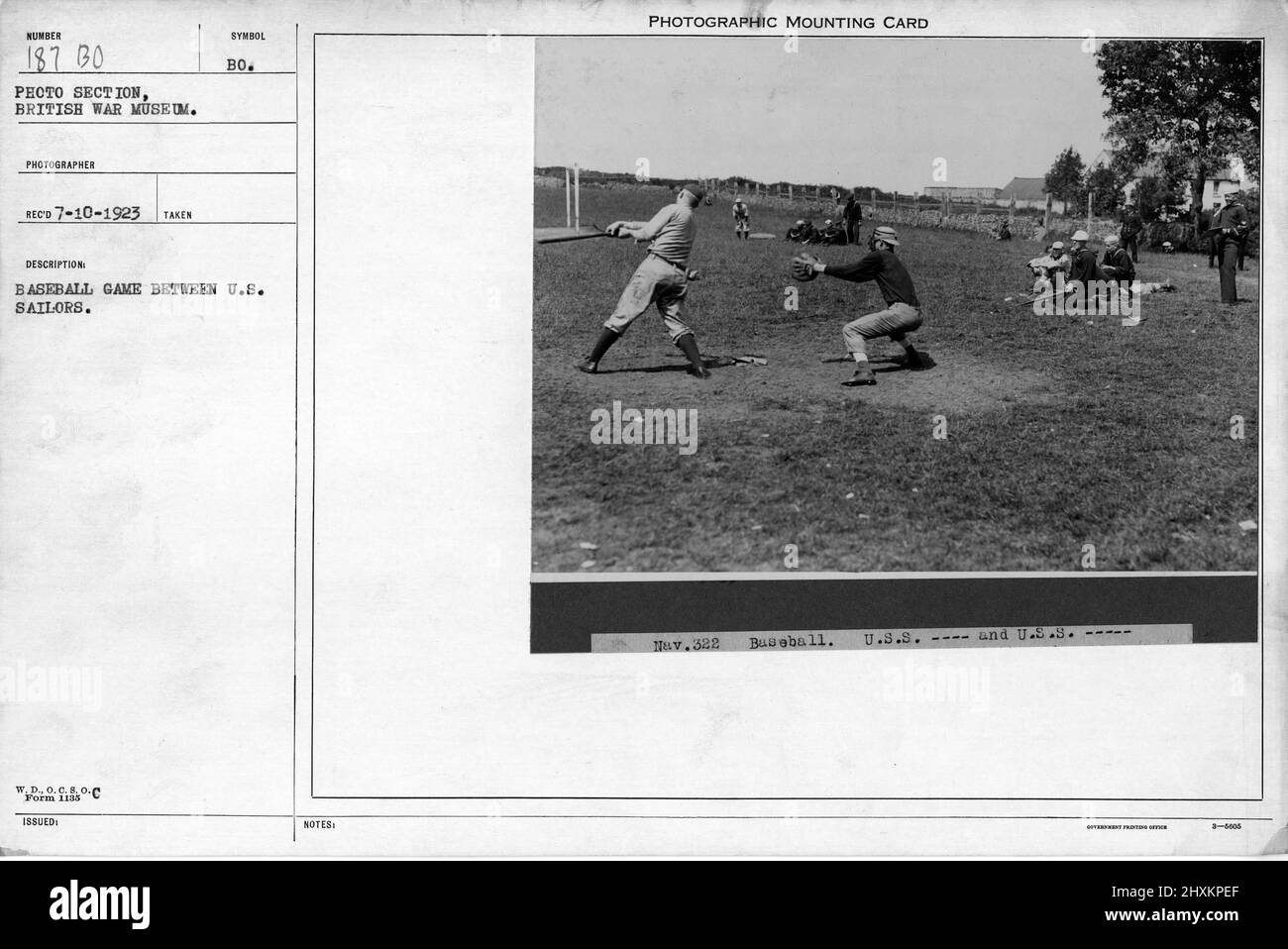 Baseball game between U.S. Sailors. Collection of World War I ...