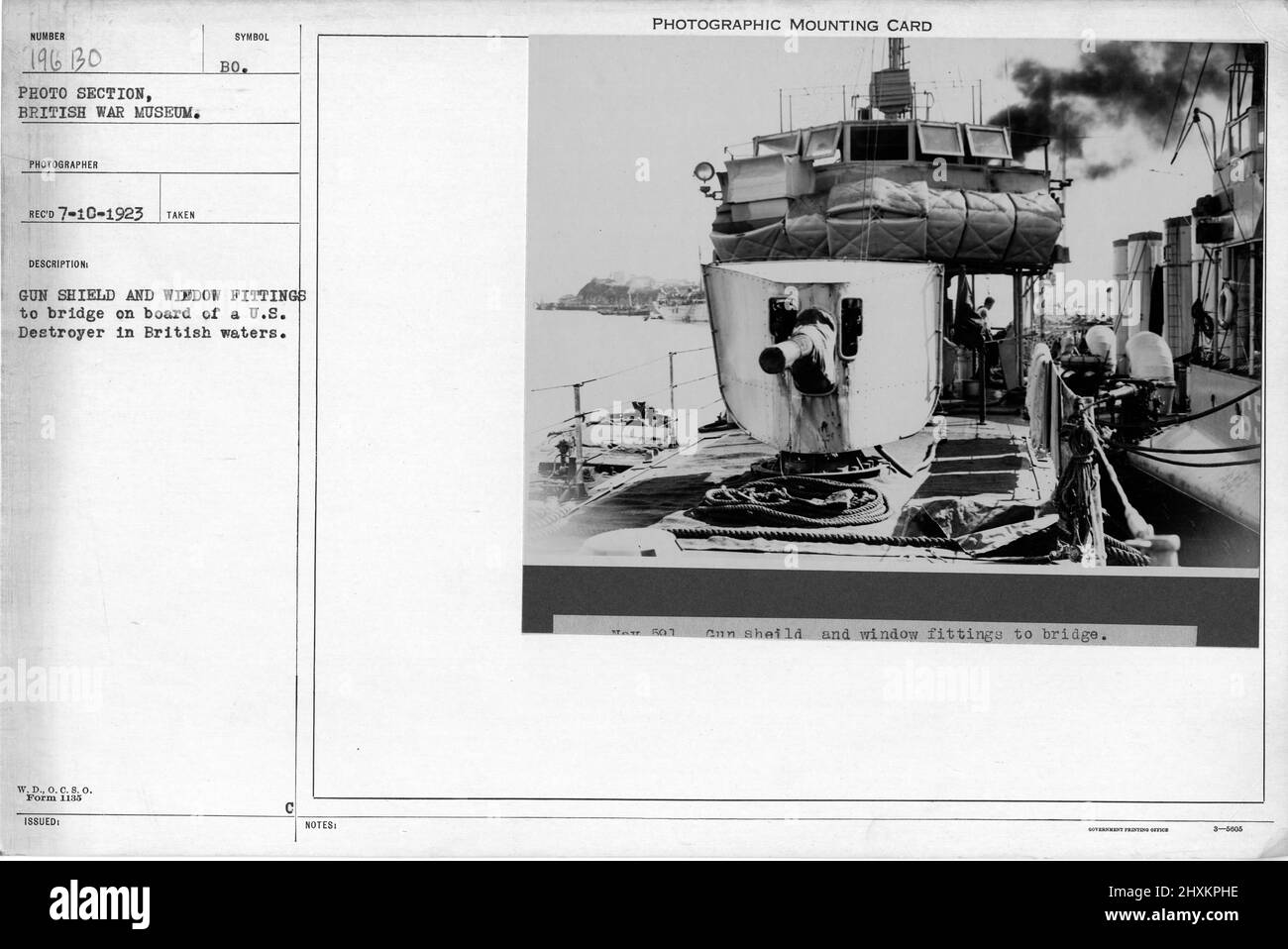 Gun shield and window fittings to bridge on board of a U.S. Destroyer ...