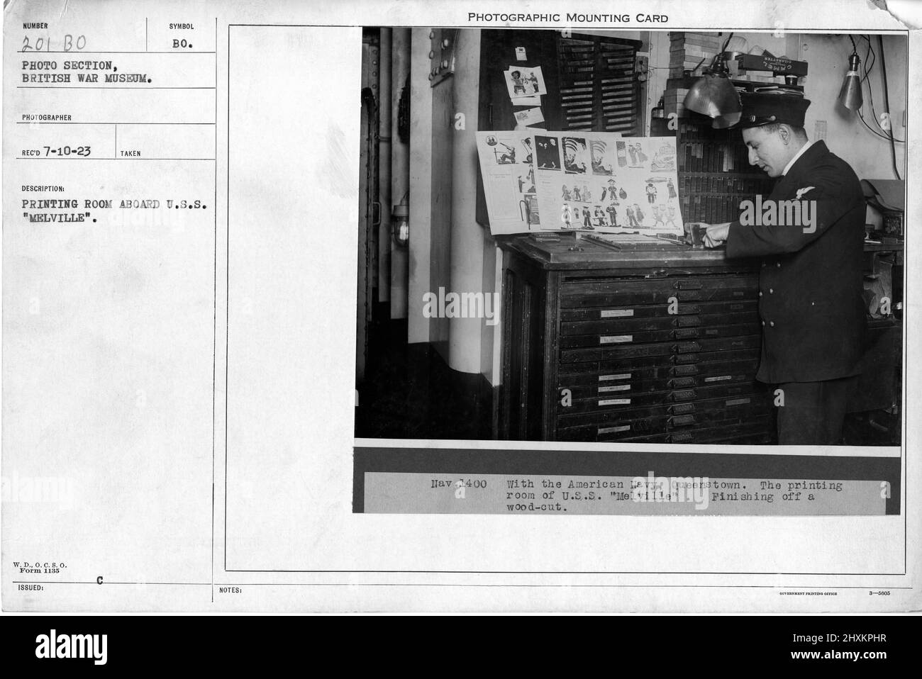 Printing room aboard U.S.S. "Melville". Collection of World War I ...