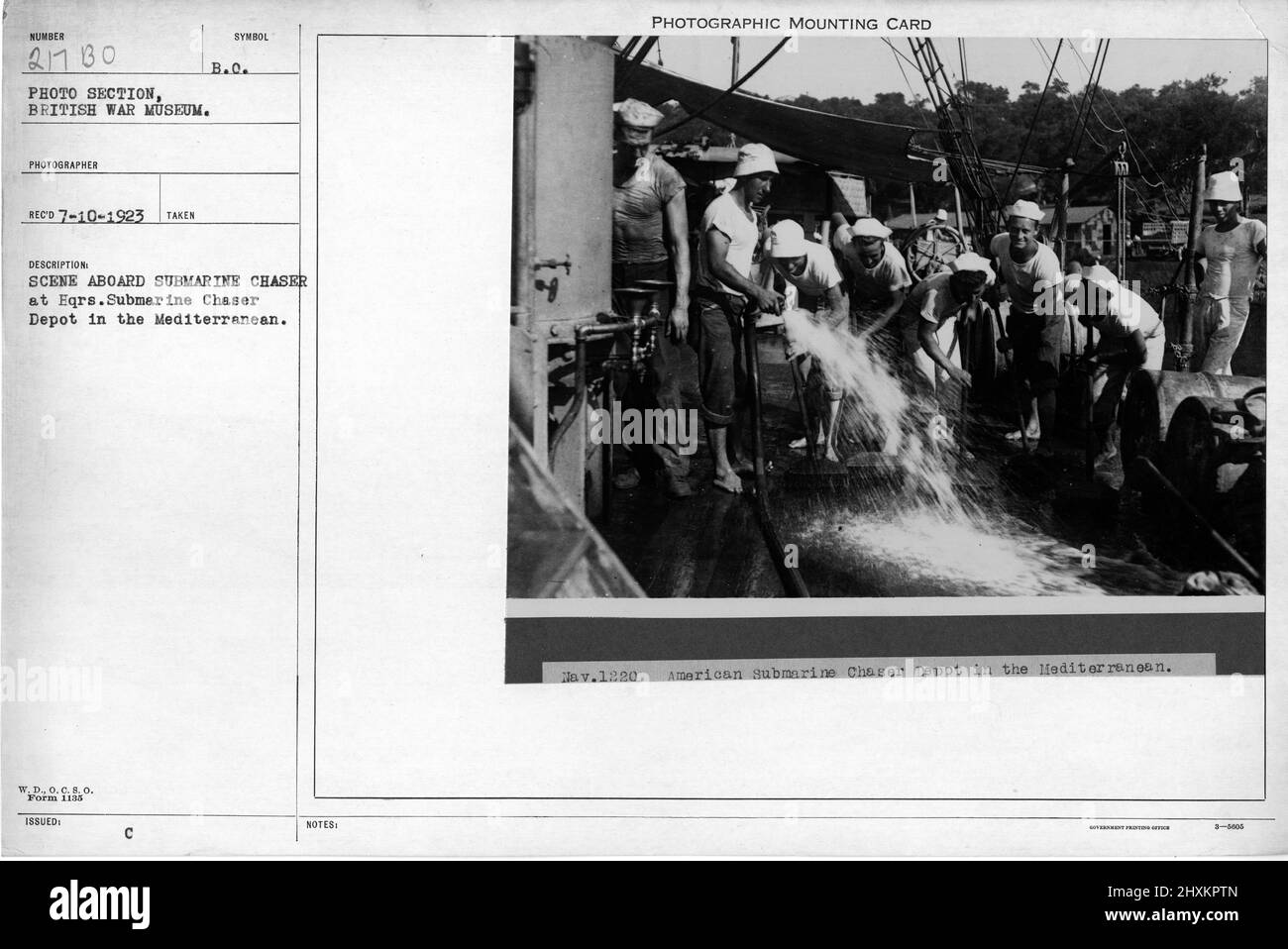 Scene aboard submarine chaser at Eqrs. Submarine Chaser Depot in the ...