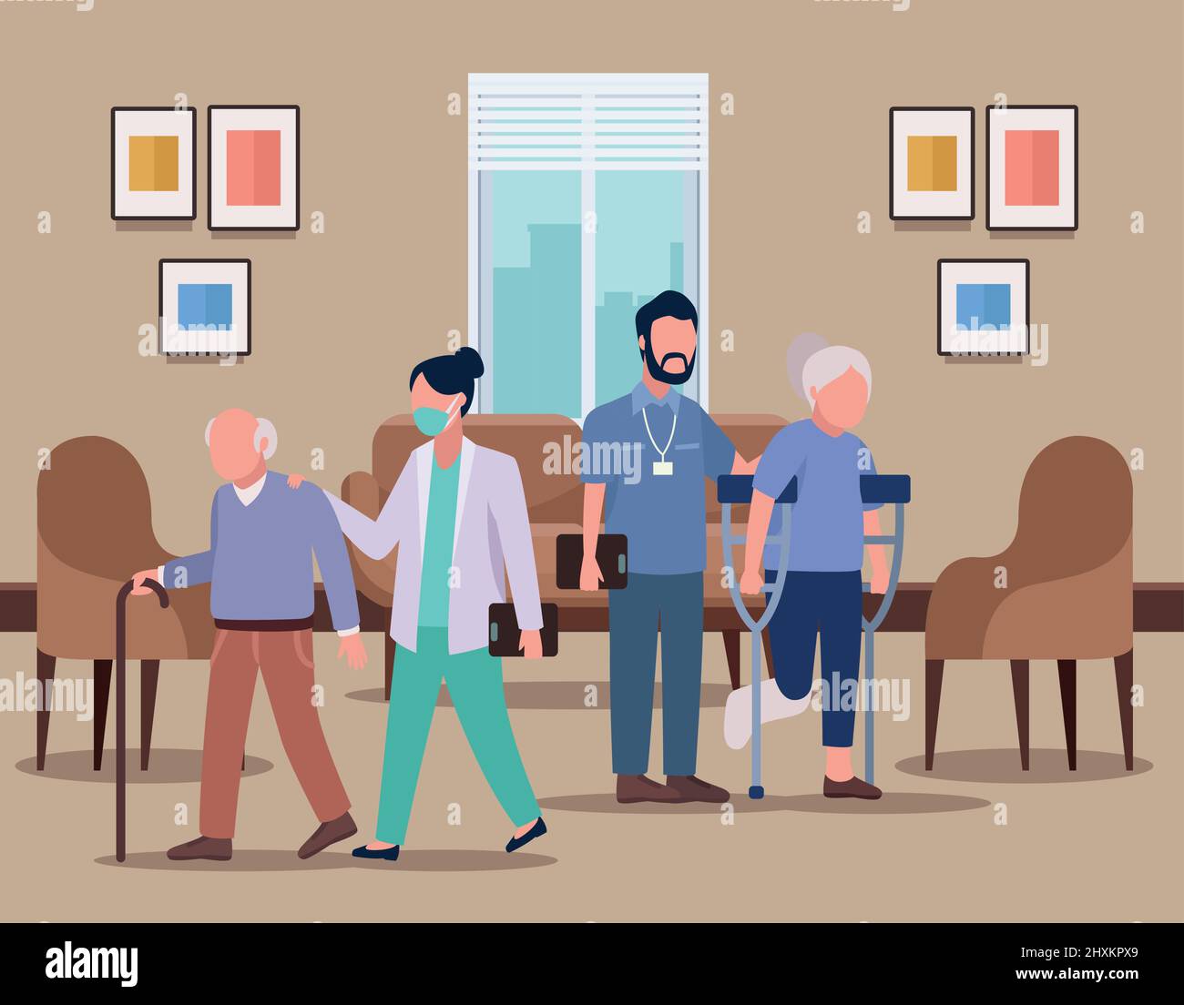geriatrics doctors with old couple Stock Vector Image & Art - Alamy