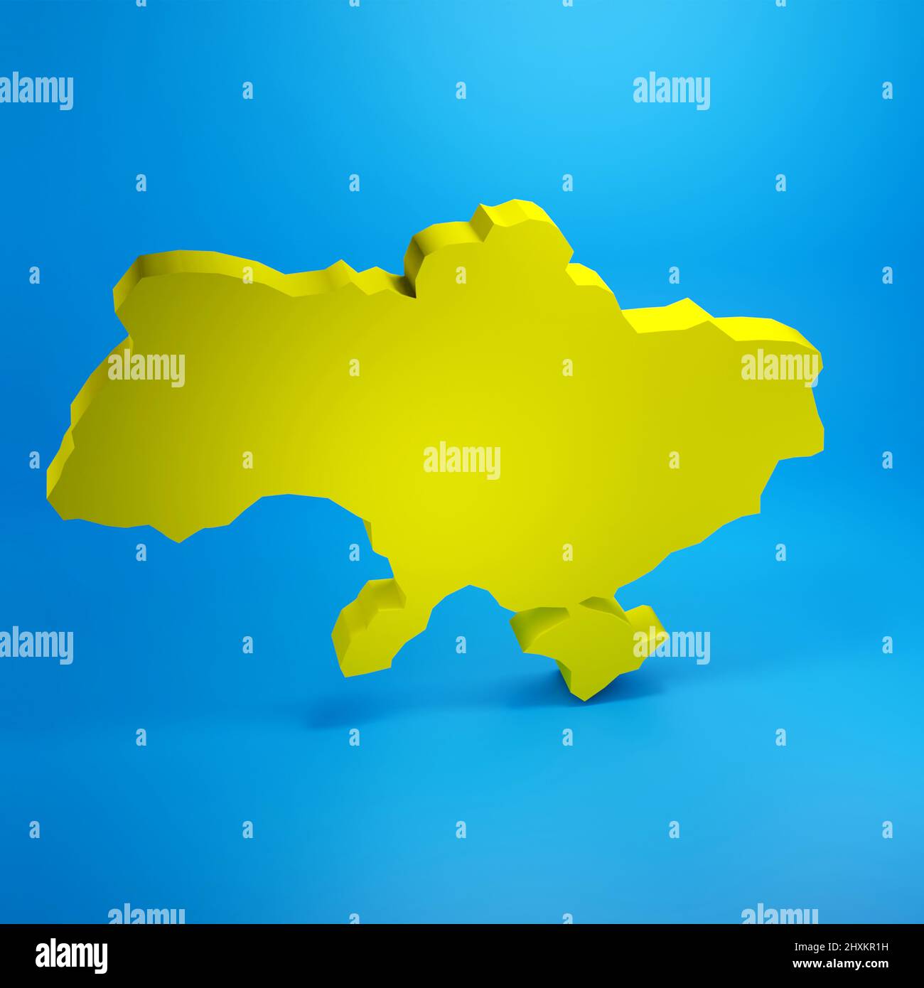 Map of Ukraine in yellow-blue colors 3d render Stock Photo - Alamy
