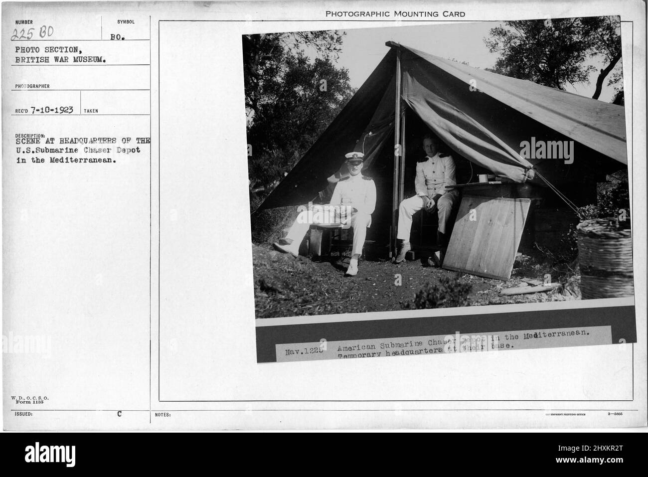 Scene at the American submarine chaser headquaters in the Mediterranean ...