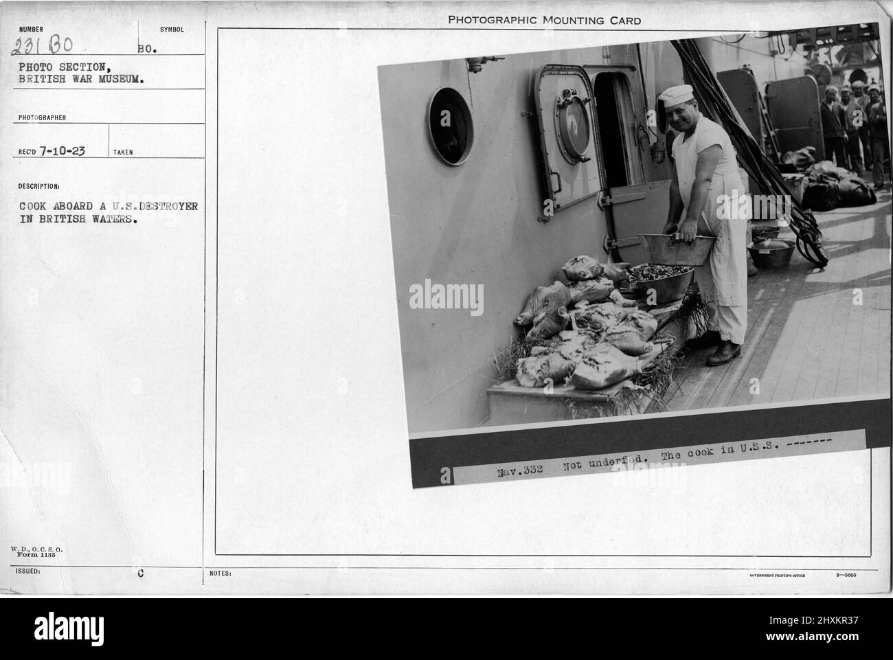 Cook aboard a U.S. Destroyer in British waters. Collection of World War ...