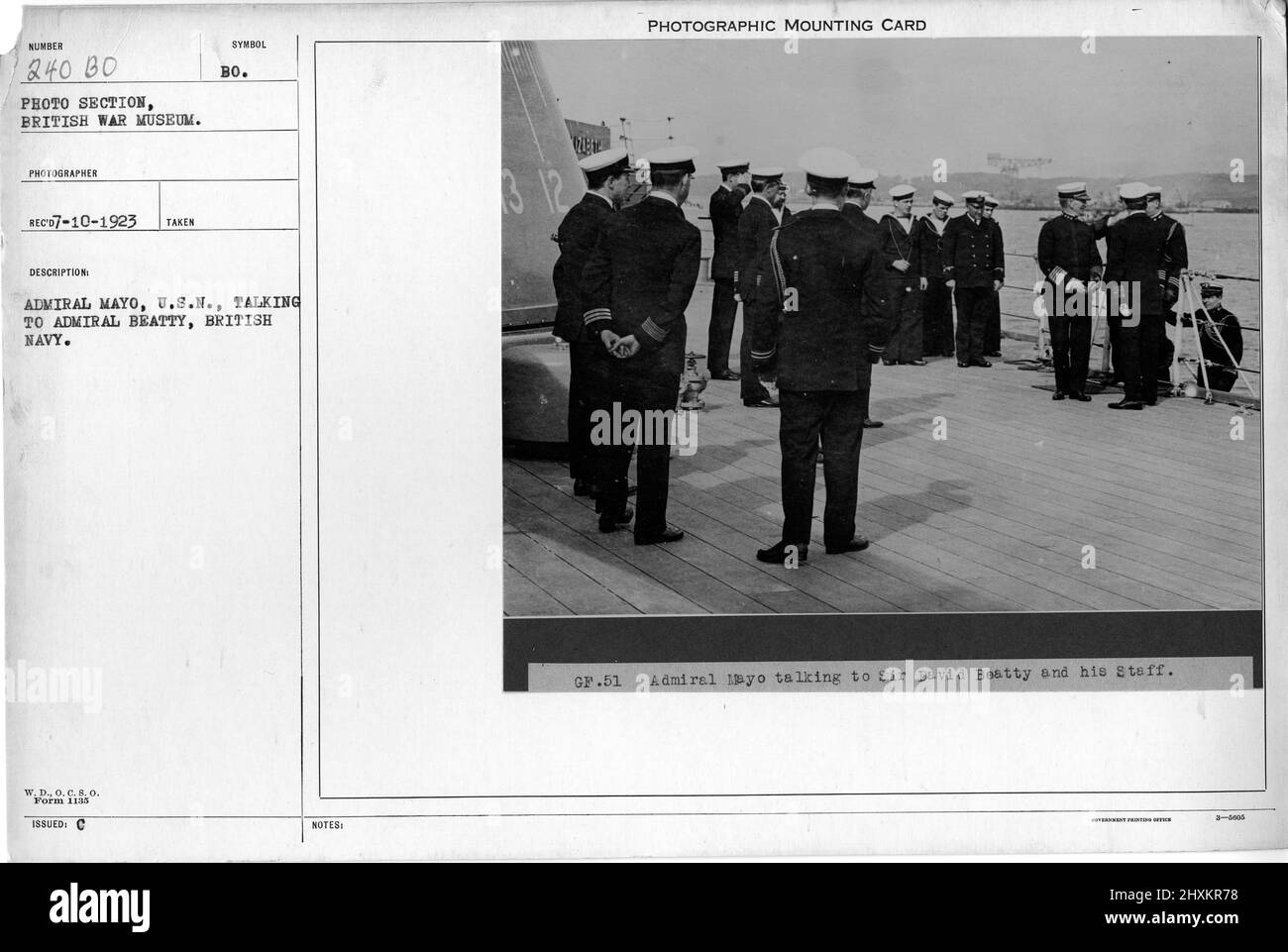 Admiral Mayo, U.S.N., talking to Admiral Beatty, British Navy ...