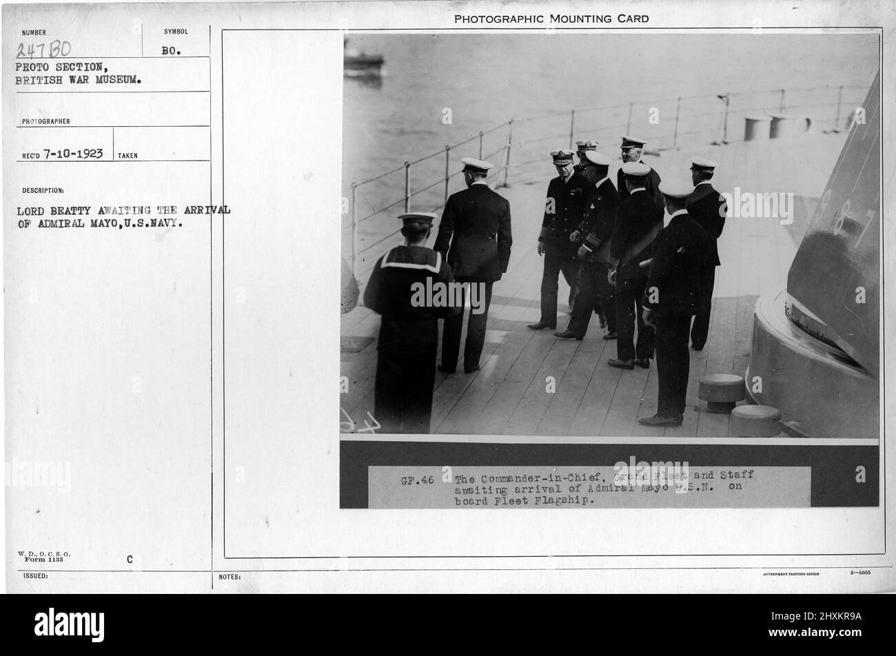 Lord Beatty awaiting the arrival of Admiral Mayo, U.S.Navy. Collection ...