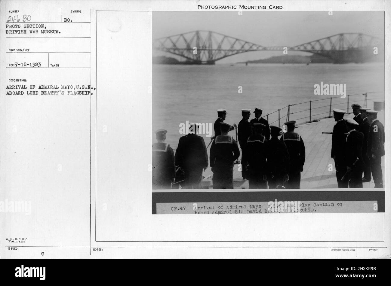 Arrival of Admiral Mayo , U.S.N., aboard Lord Beatty's flagship ...