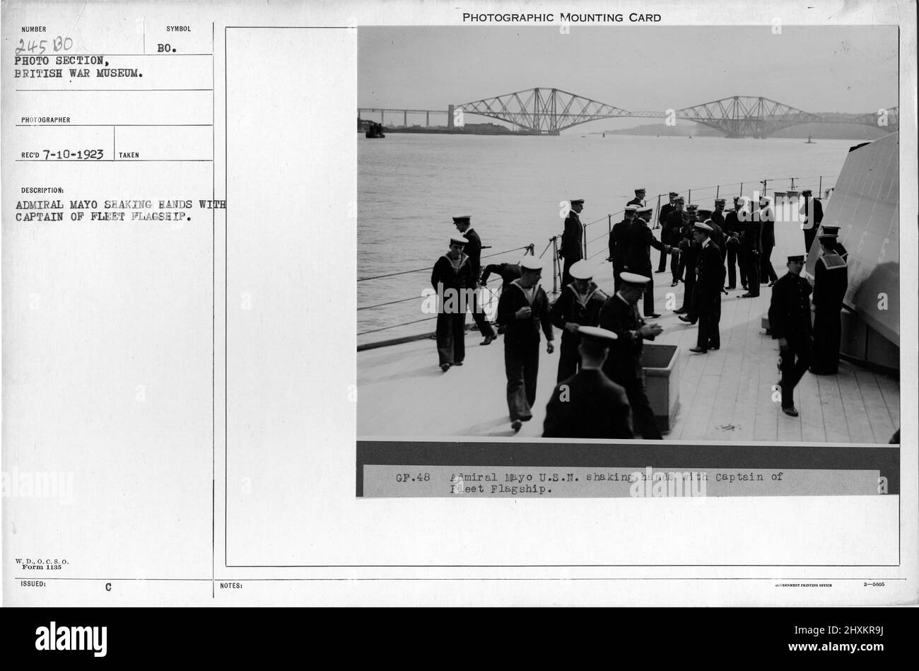 Admiral Mayo shaking hands with Captain of fleet flagship. Collection ...