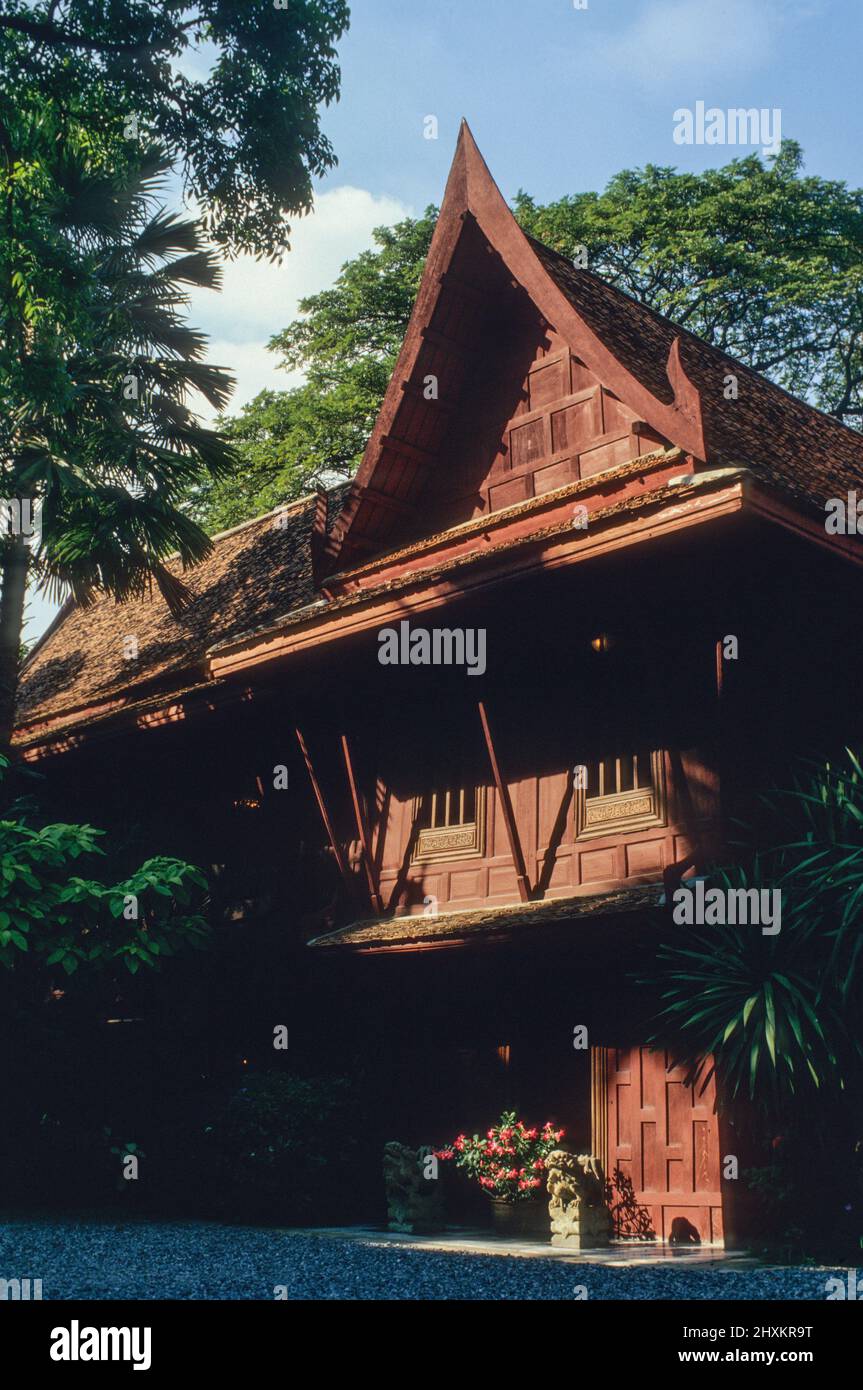 A fine sample of a traditional Thai-house in the tropical garden of the ...