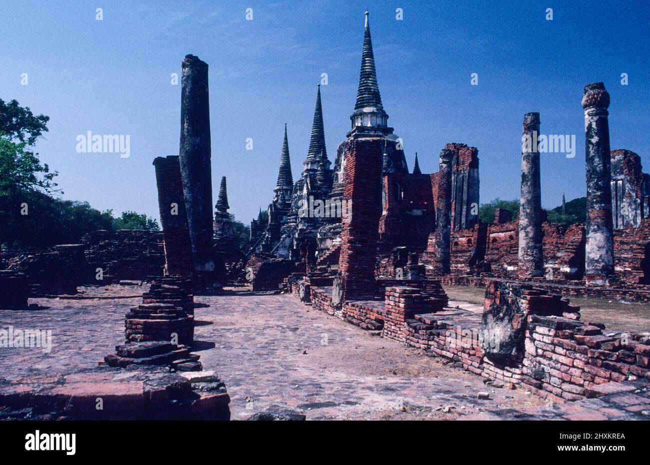 The ruins of Wat Phra Si Sanphet temple in Ayutthaya. The former ...