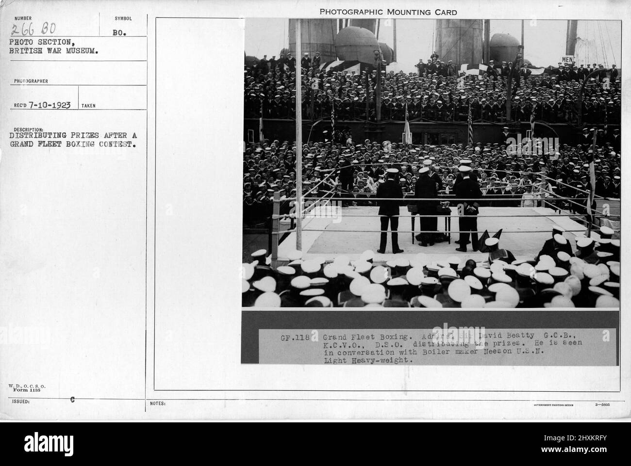 Distributing prizes after a grand fleet boxing contest. Collection of ...