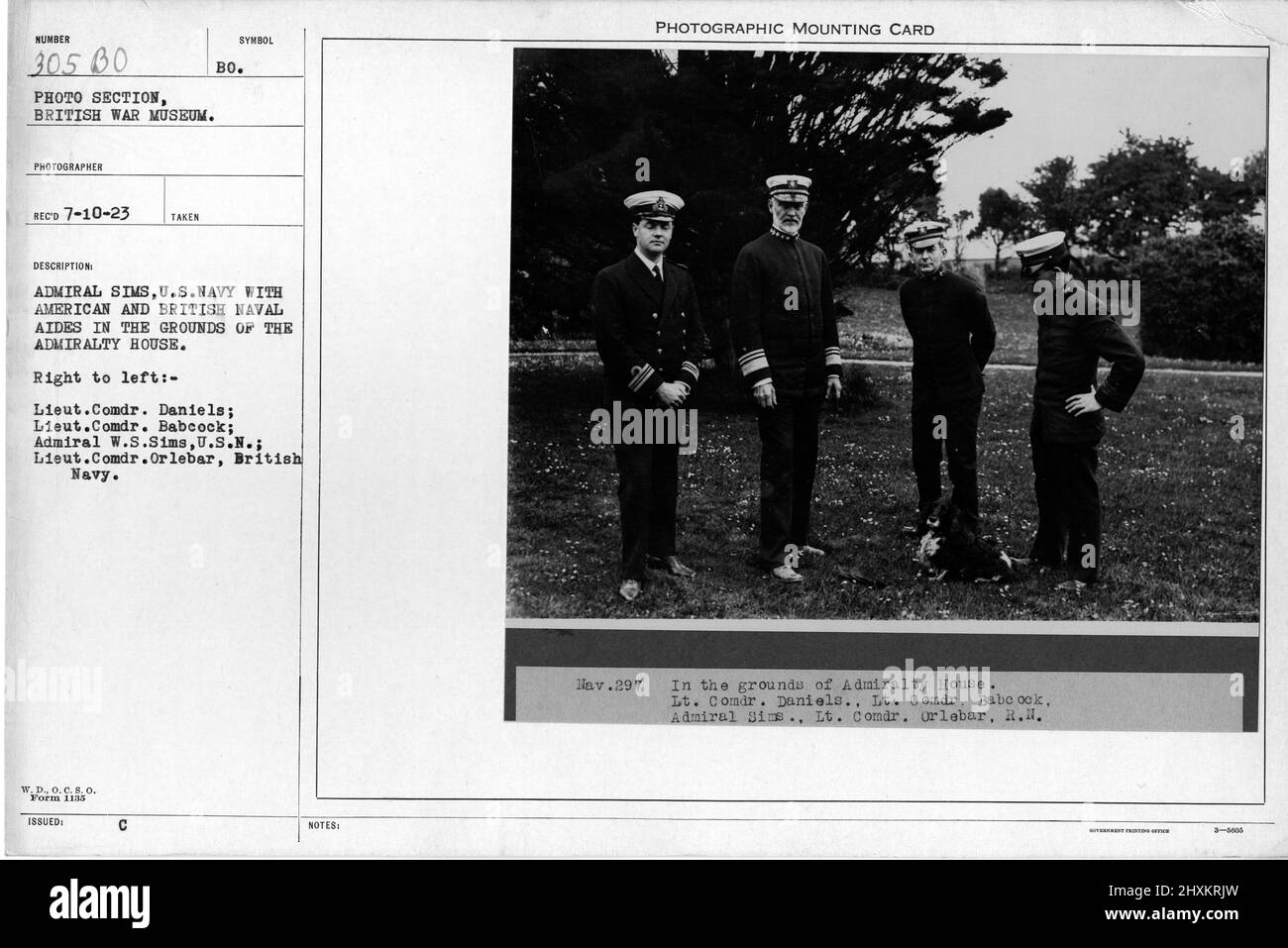 Admiral Sims, U.S. Navy with American and British Naval aides in the ...