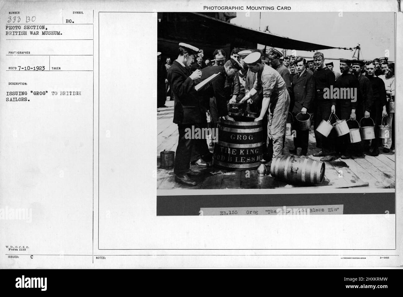 Issuing "grog" to British Sailors. Collection of World War I ...