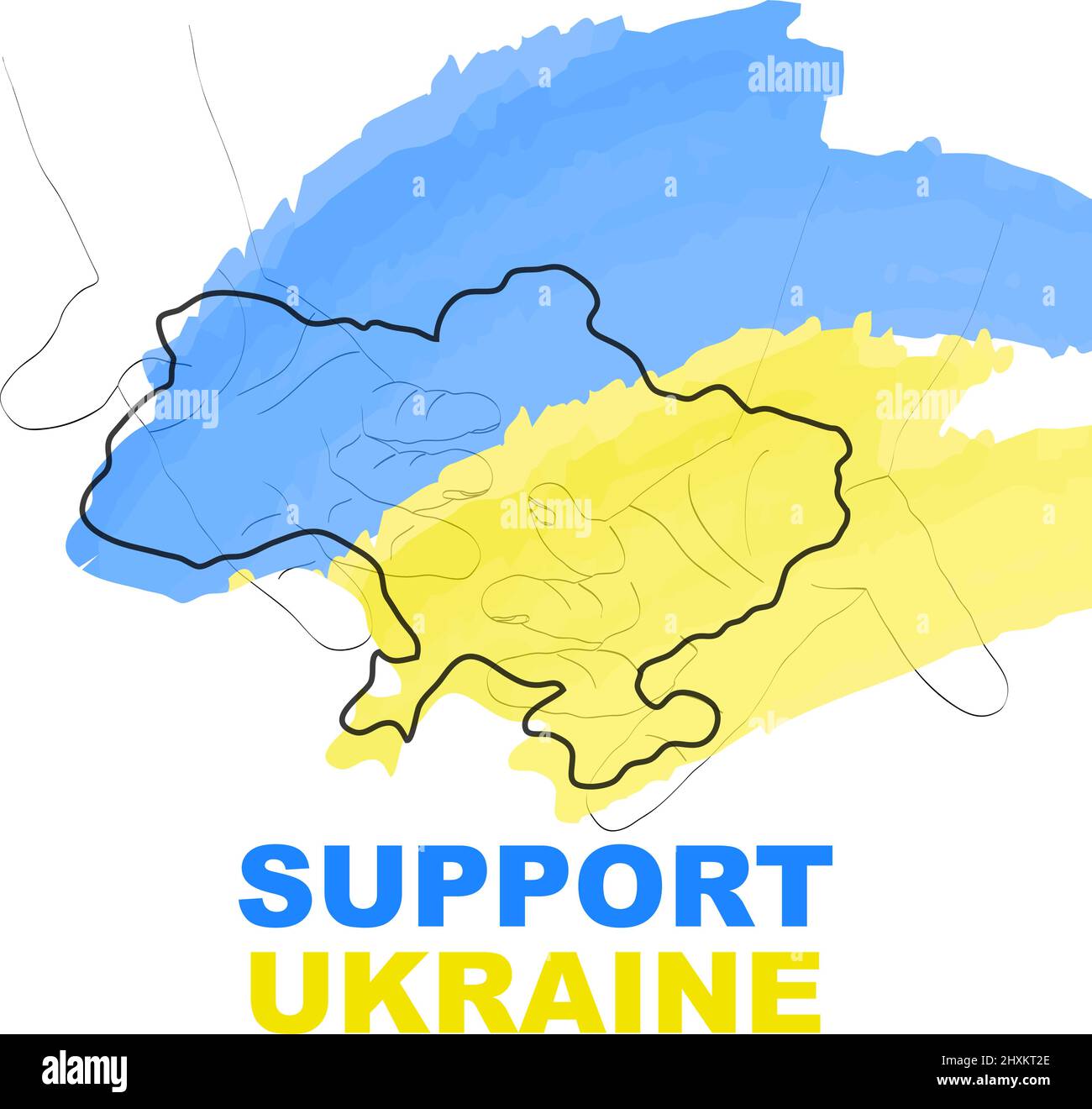 Support Ukraine. Pray for Ukraine. Ukraine flag, open hands supporting ...
