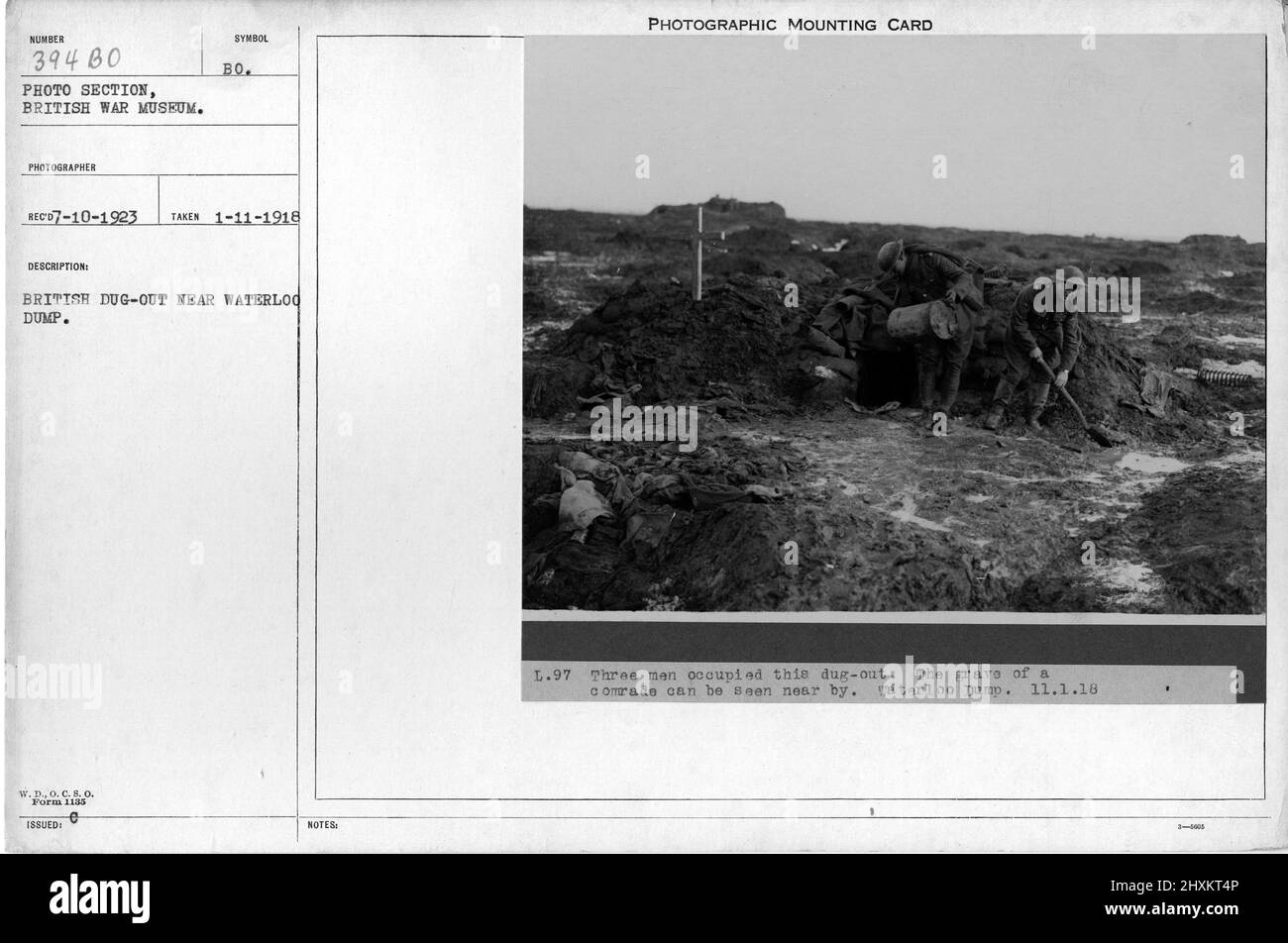 British dugout near Waterloo Dump; 1/11/1918. Collection of World War I ...