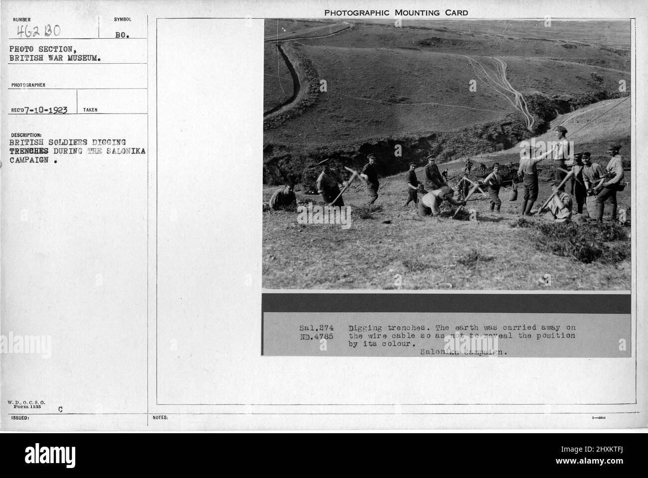 British soldiers digging trenches during the Salonika Campaign ...