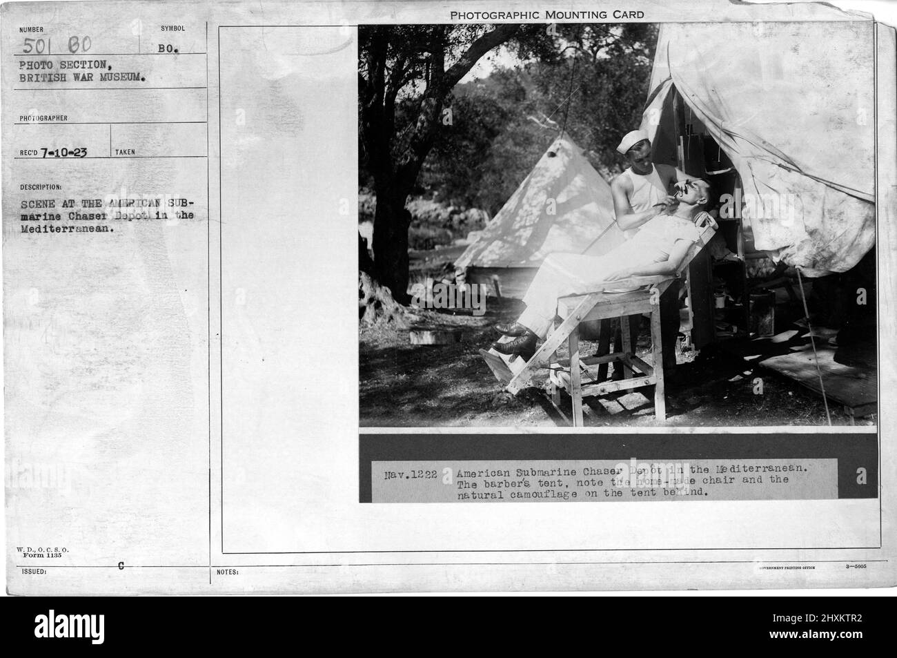 Scene at the American submarine chaser depot in the Mediterranean ...