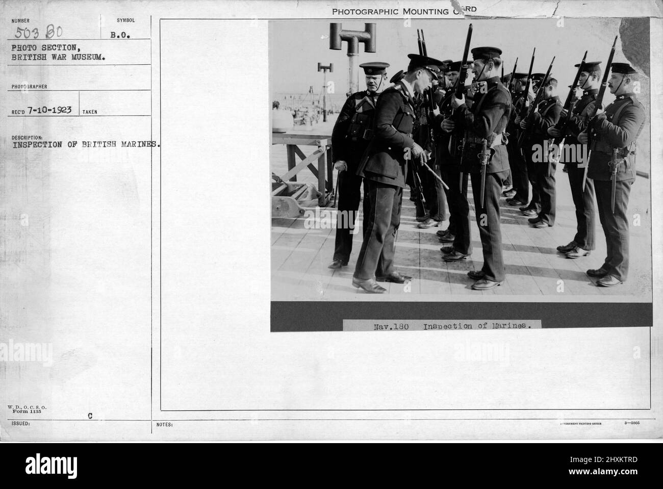 Inspection of British Marines. Collection of World War I Photographs ...