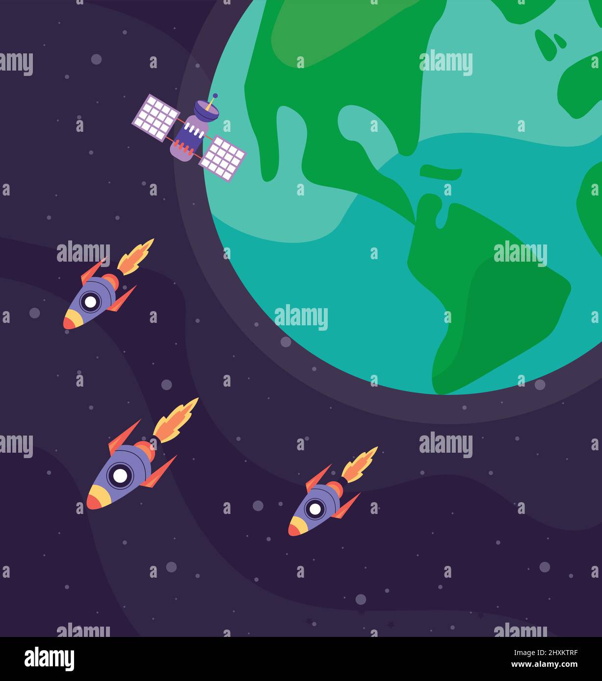 earth planet and rockets Stock Vector Image & Art - Alamy