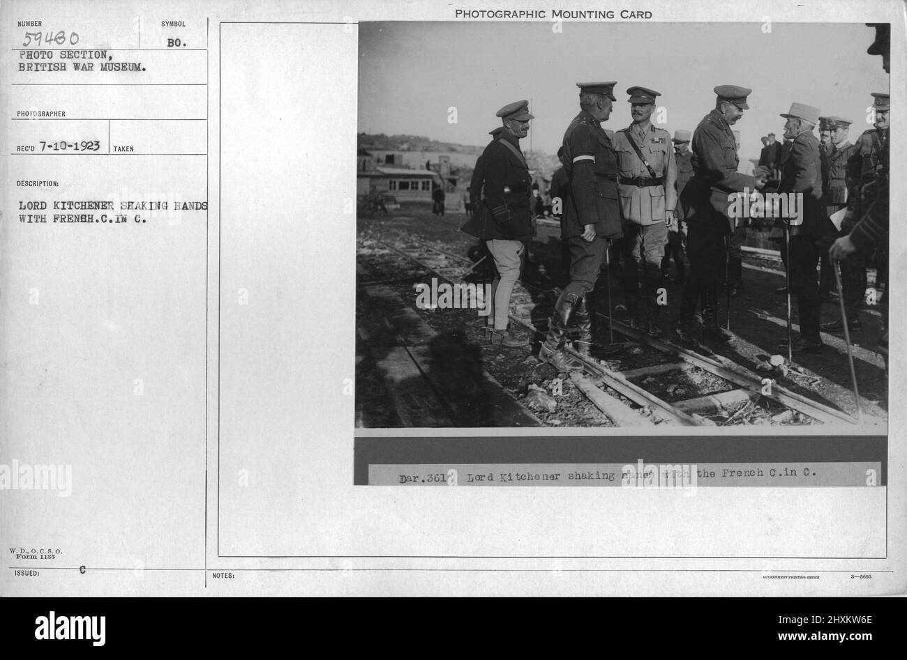 Lord Kitchener shaking hands with French. C. In C. Collection of World ...