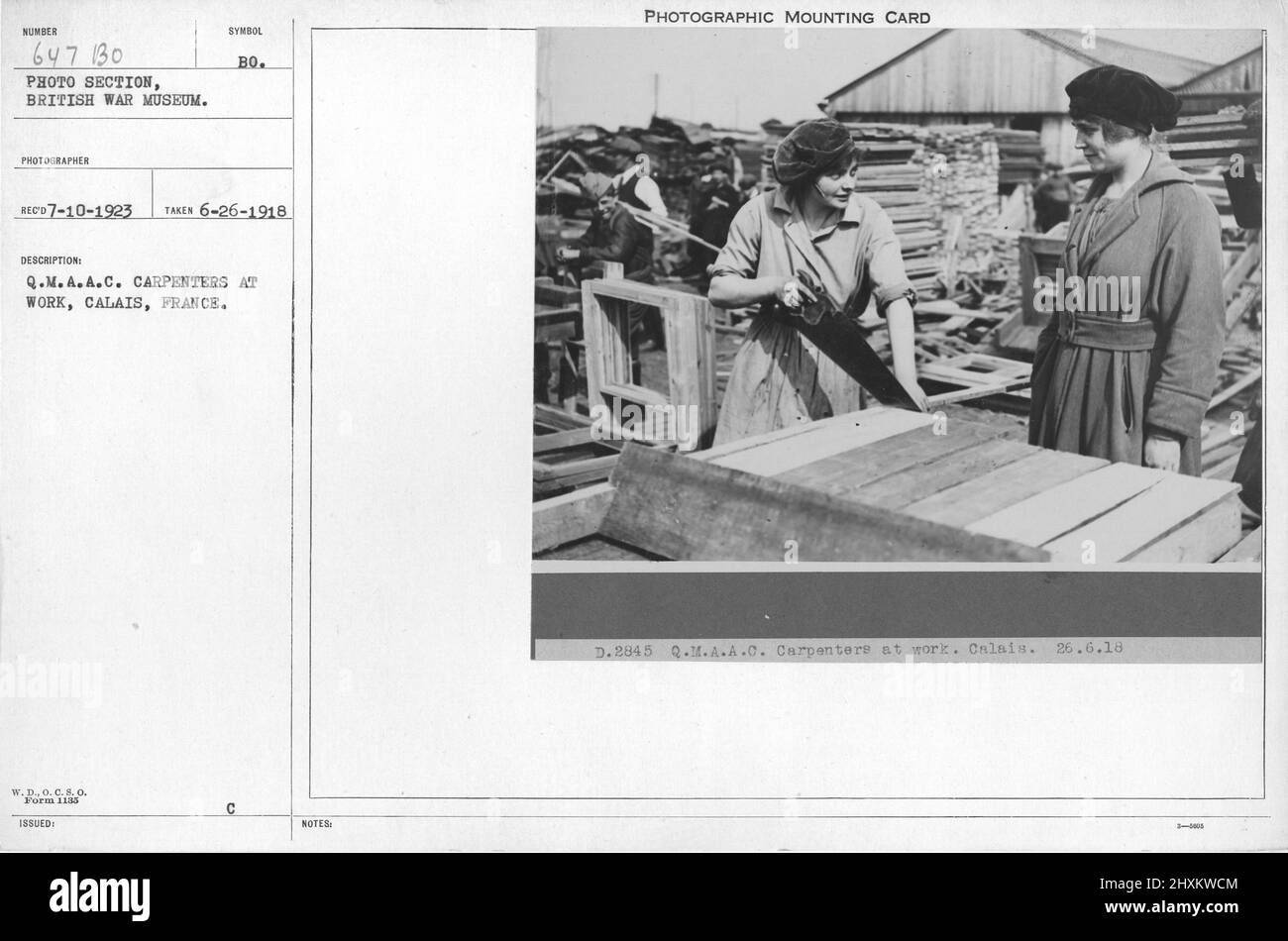 Q.M.A.A.C. Carpenters at work, Calais, France. 6-26-1918. Collection of ...