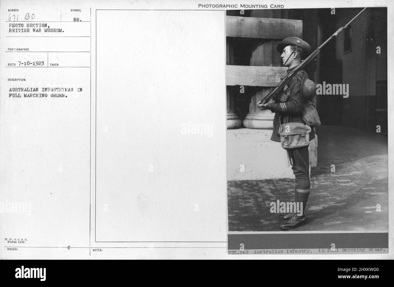 Australian infantryman in full marching order. Collection of World War ...