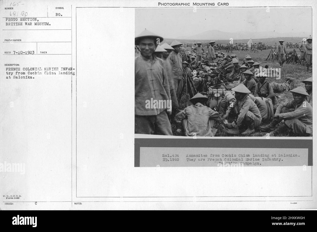 French Colonial Marine Infantry from Cochin China landing at Salonika ...