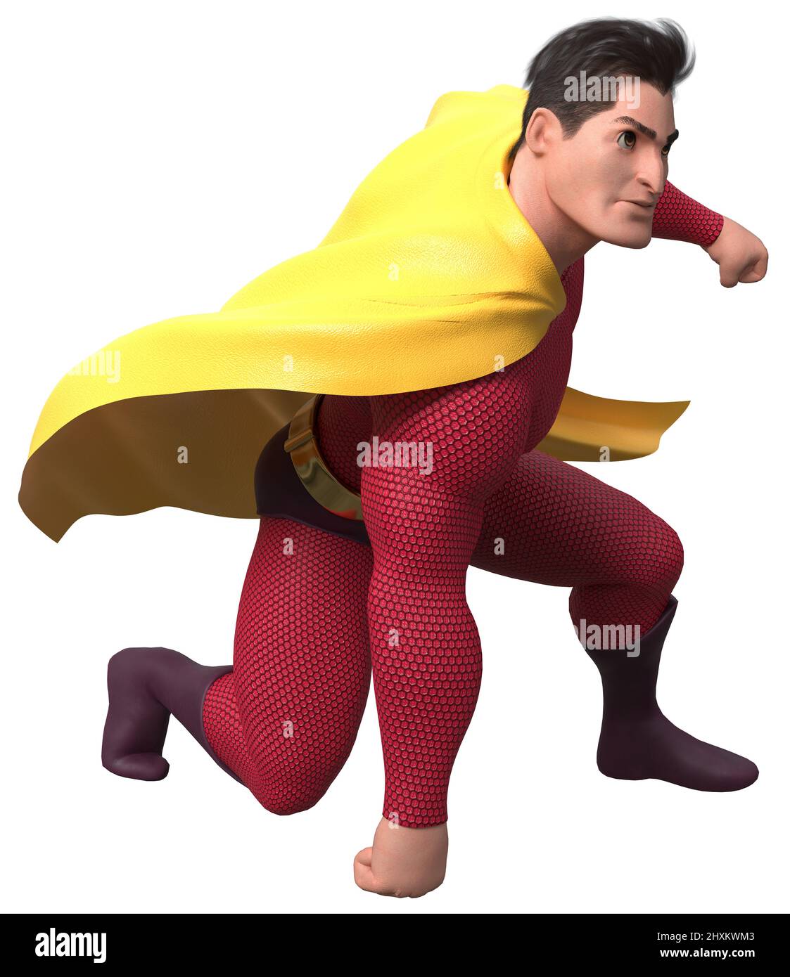 Superhero Landing on White Stock Photo - Alamy