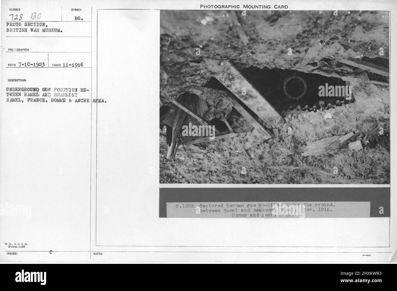 Underground gun position between Hamel and Beaumont Hamel, France ...