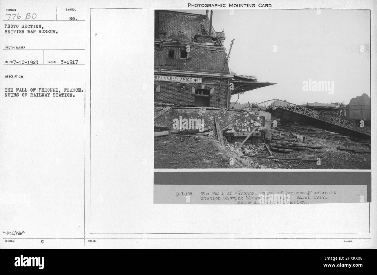 The fall of Peronne, France. Ruins of railway station. March 1917 ...