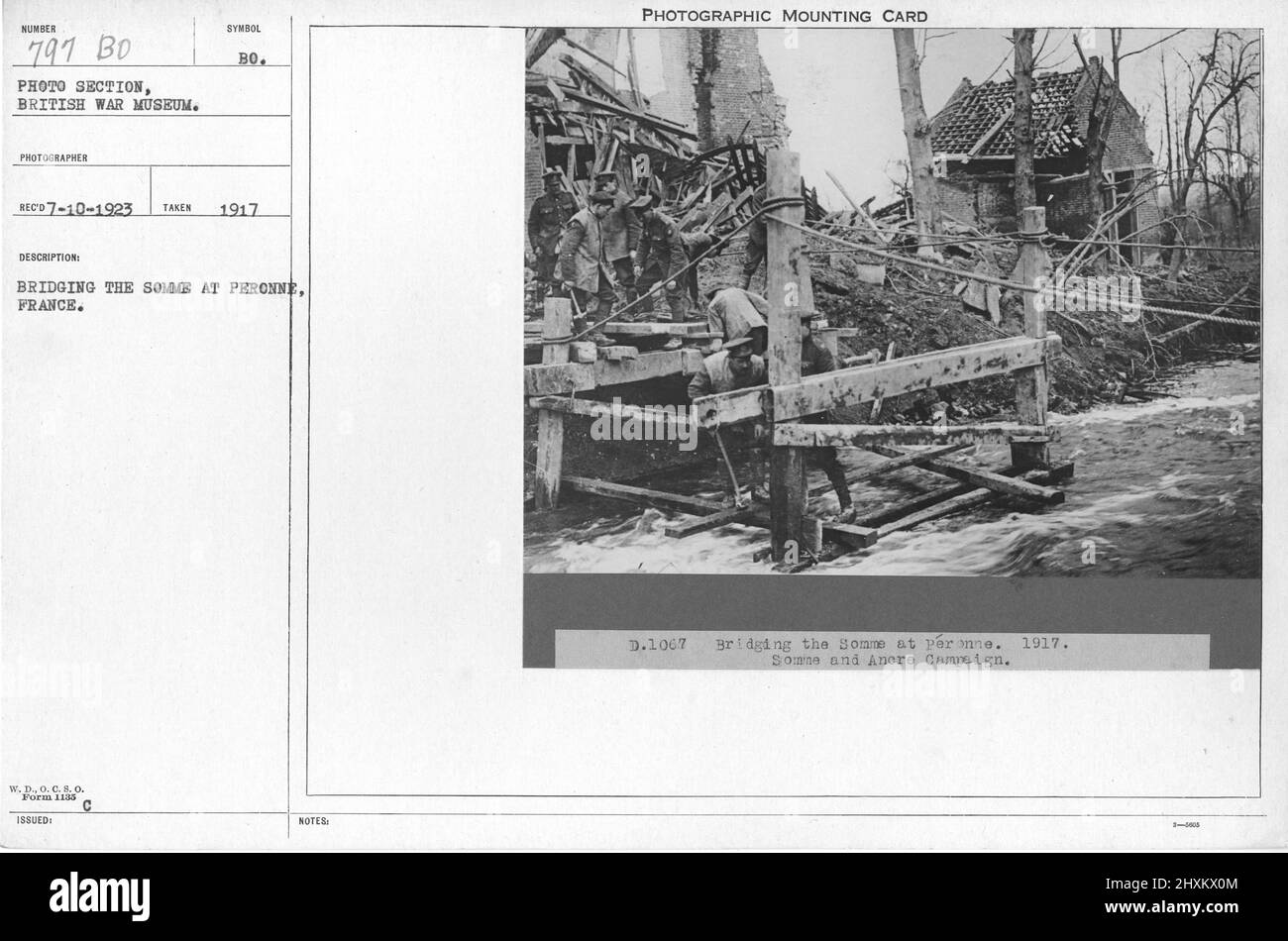 Bridging the Somme at Peronne, France. 1917. Collection of World War I ...