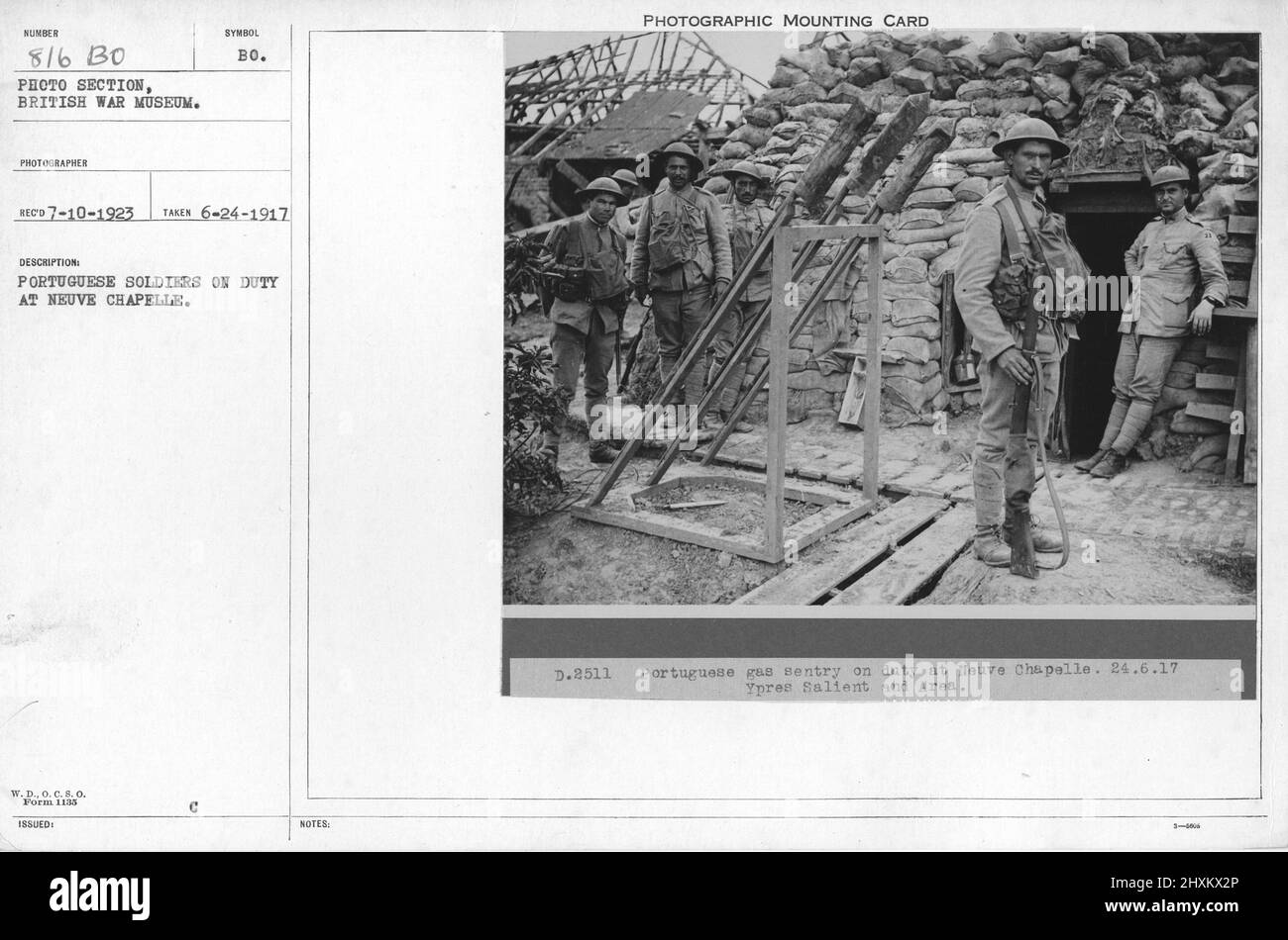 Portuguese soldiers on duty at Neuve Chapelle. 6-24-1917. Collection of ...