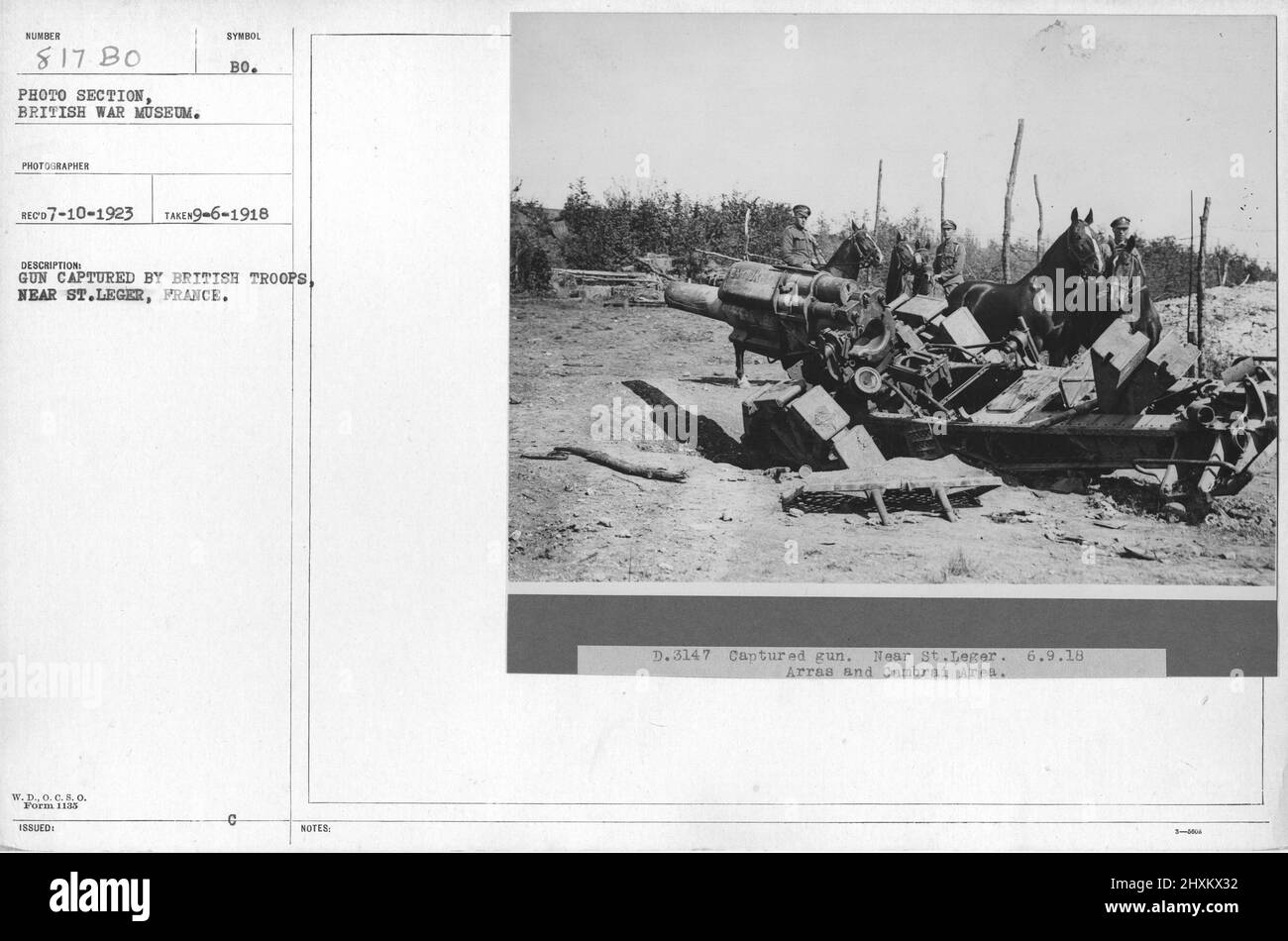 Gun captured by British troops near ST. Leger, France. 9-6-1918 ...
