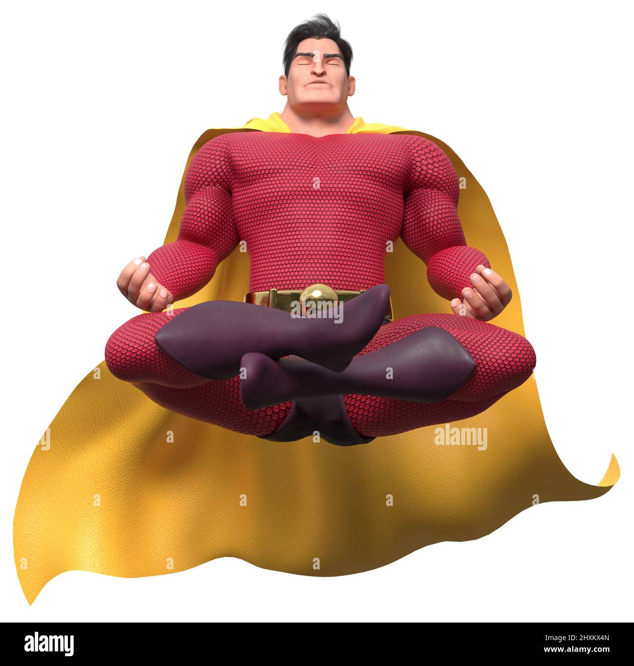 Superhero Meditating on White Stock Photo - Alamy