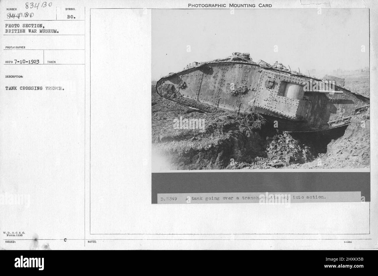 Tank crossing trench. Collection of World War I Photographs, 1914-1918 ...