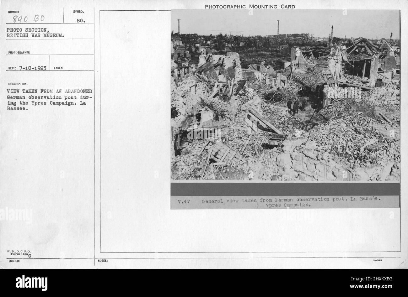 View taken from an abandoned German observation post during the Ypres ...
