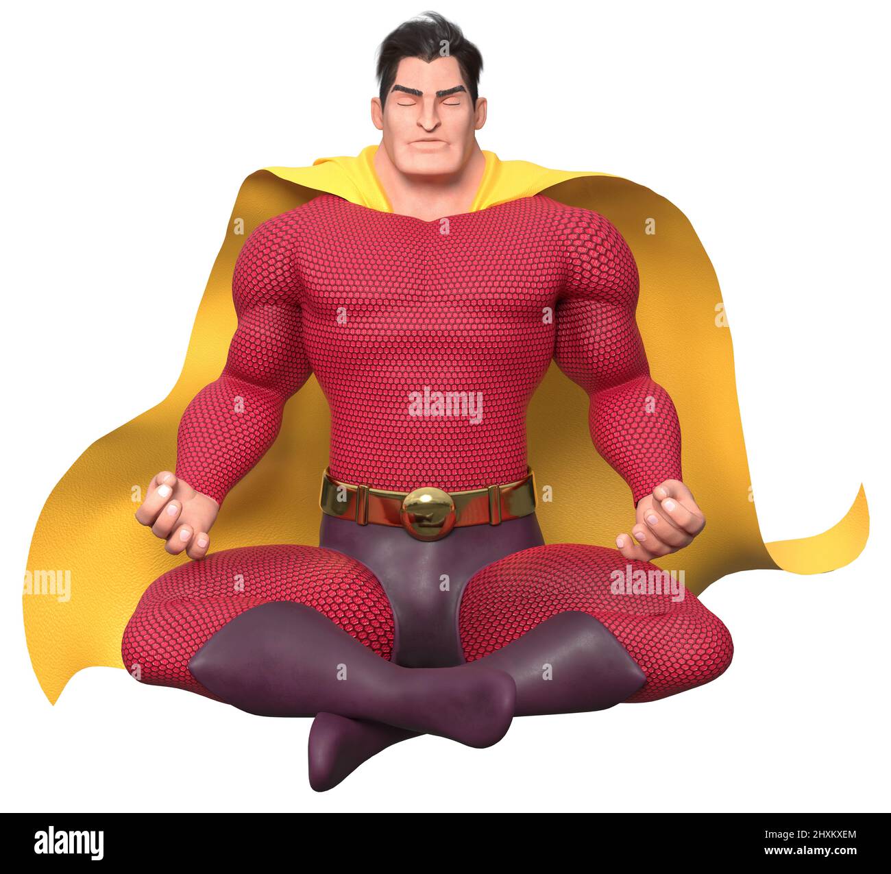 Superhero Meditating on White Stock Photo - Alamy