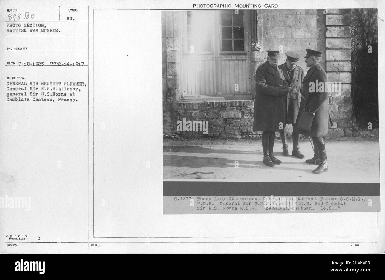 General Sir Herbert Plummer, General Sir E.H.H. Allenby, General Sir H ...