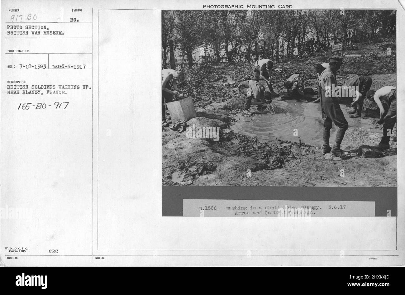 British soldiers washing up. Near Blangy, France. 6-5-1917. Collection ...