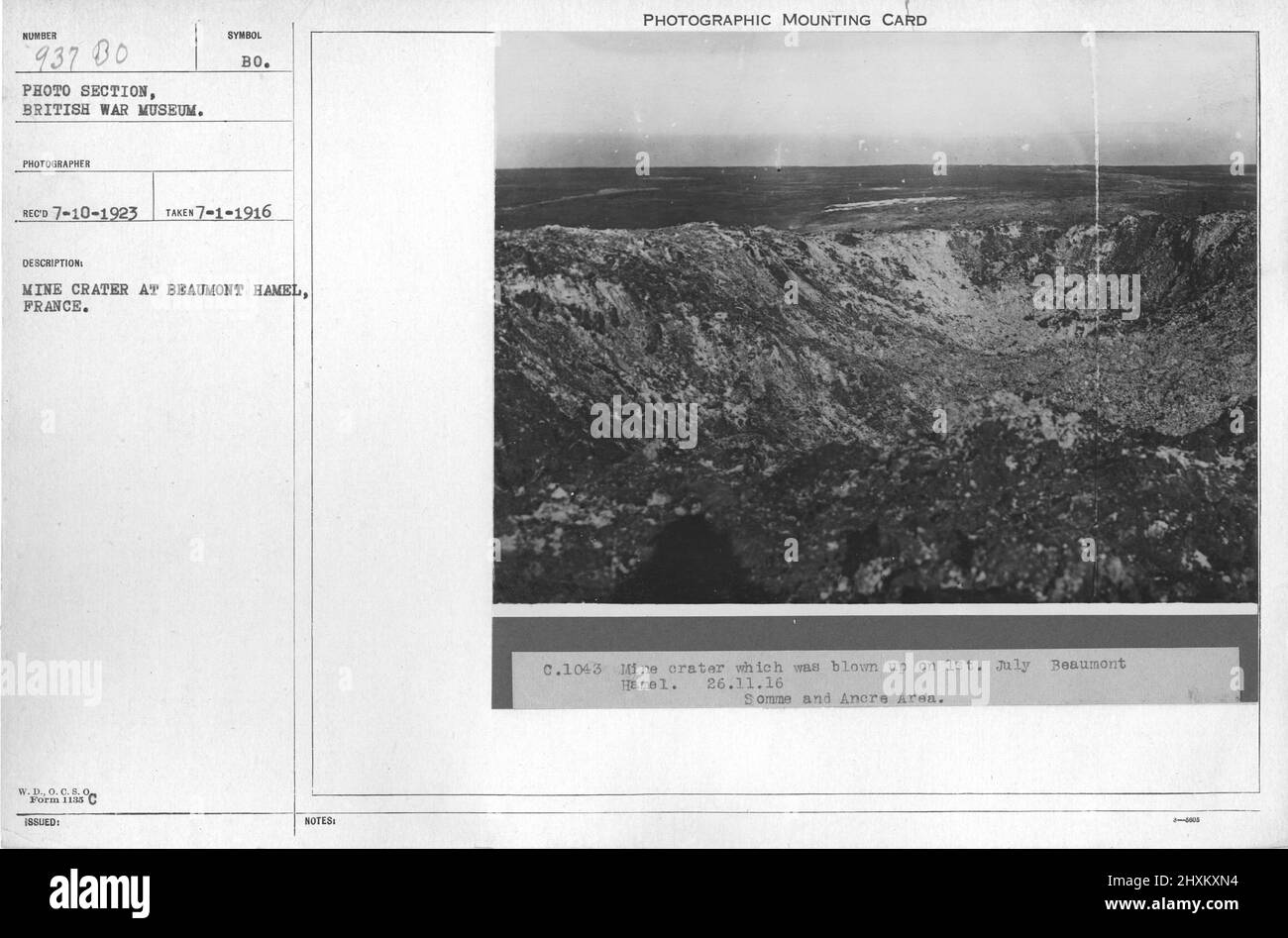 Mine crater at Beaumont Hamel, France. 11-26-1916. Collection of World ...