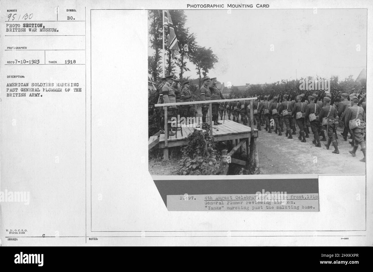 American soldiers marching past General Plummer of the British Army ...